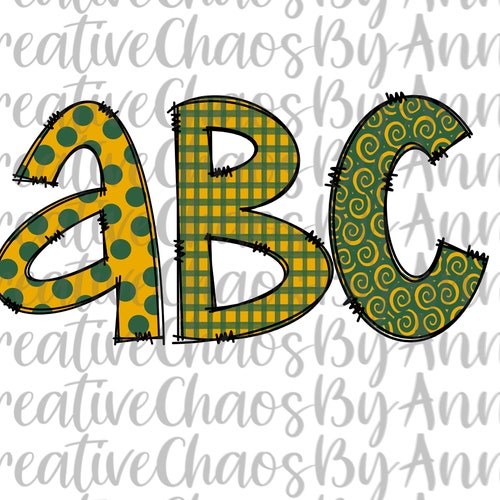 Kelly Green Doodle Letters Alphabet Hand Drawn Alphabet | Etsy