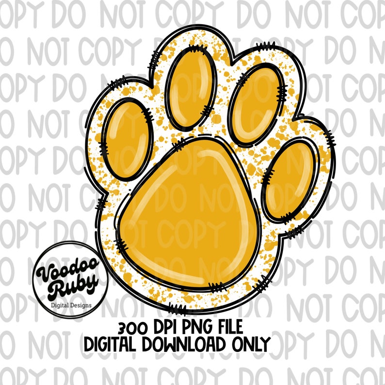 Gold Paw PNG Mascot Hand Drawn Digital Download Sublimation - Etsy