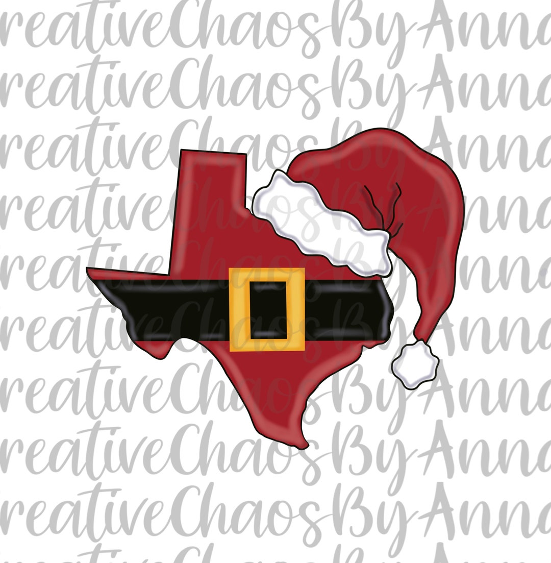 Texas Christmas PNG Texas Santa PNG Hand Drawn Digital Design Download ...
