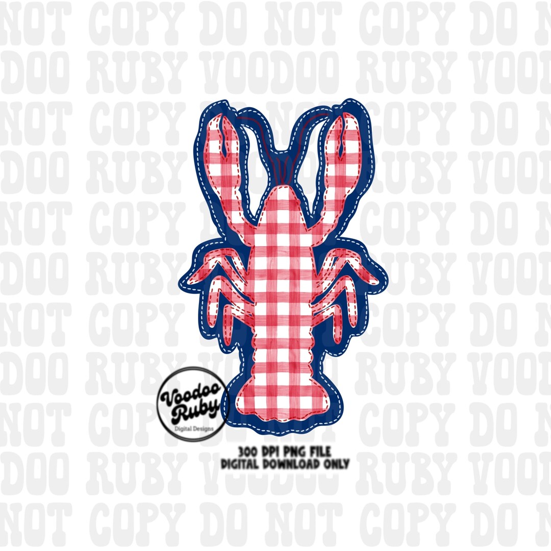 Faux Embroidery Crawfish Design PNG Sublimation Digital Download ...