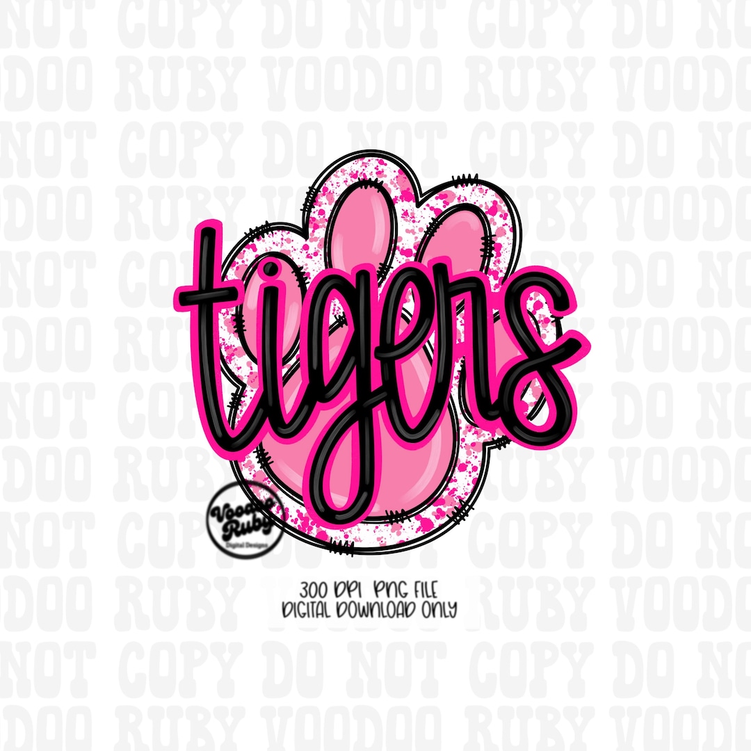 Pink Tigers Paw PNG: Hand Drawn Mascot Design (digital Download) - Etsy