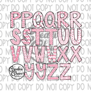 Pink White Doodle Letters PNG Alphabet Bundle PNG Hand Drawn - Etsy