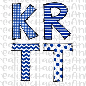 Doodle Letters PNG Alphabet Blue White Bundle Hand Drawn Digital ...