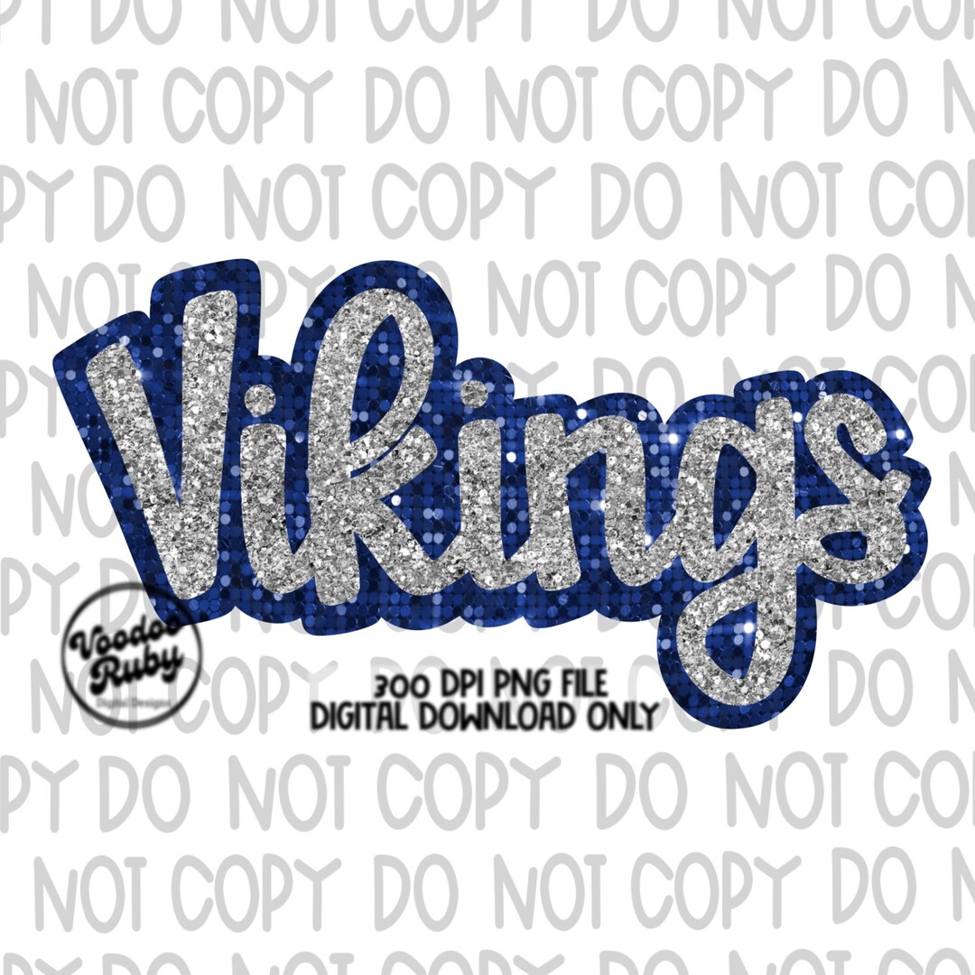 Vikings Mascot PNG Design, Sublimation Hand Drawn Digital Download, Blue Silver Football Faux ...