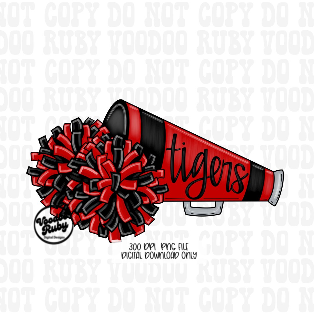 Tigers Cheer PNG: Hand Drawn Megaphone & Pom Poms (digital Download) - Etsy