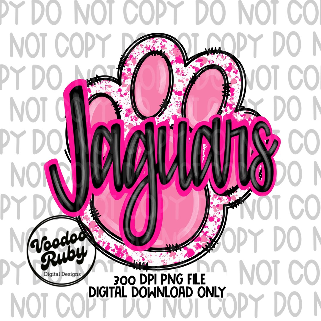 Pink Jaguars PNG Design, Sublimation Hand Drawn Digital Download, Pink ...