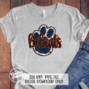 Bobcats PNG Design Blue Orange Bobcats Hand Drawn Digital Download ...