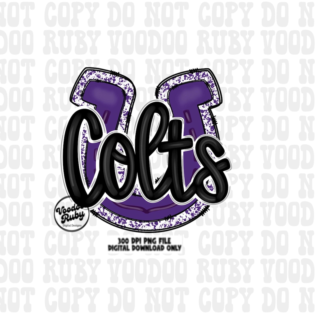 Colts PNG Design Sublimation Hand Drawn Digital Download Purple Colts ...