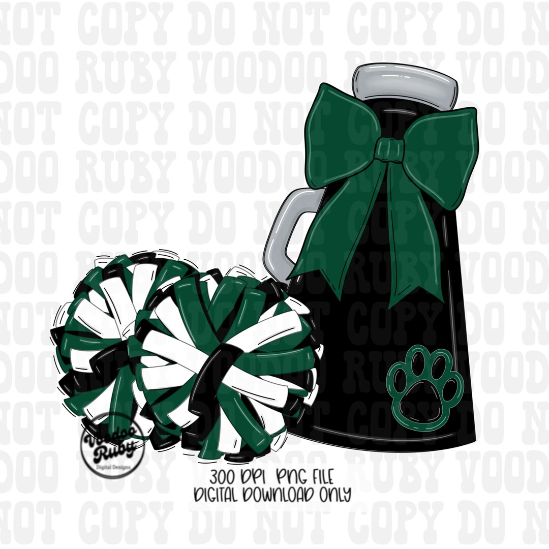 Cheer Mascot PNG: Green & Black Cheerleader Design (digital Download ...