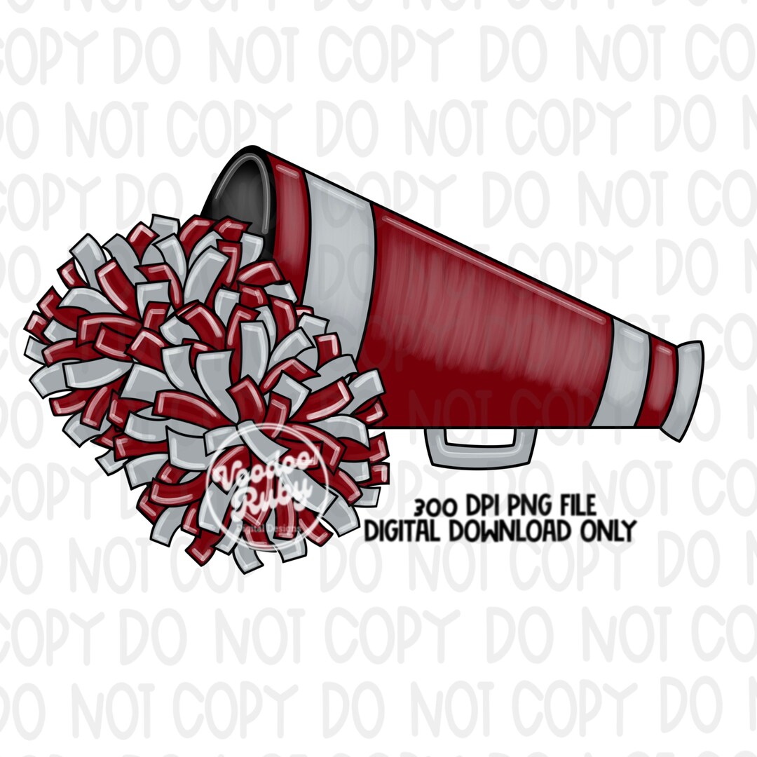 Maroon & Silver Cheer PNG: Hand-drawn Megaphone Design (digital ...
