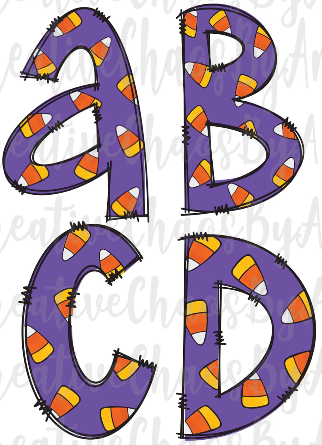 Halloween Doodle Letters Alphabet Bundle PNG Candy Corn - Etsy