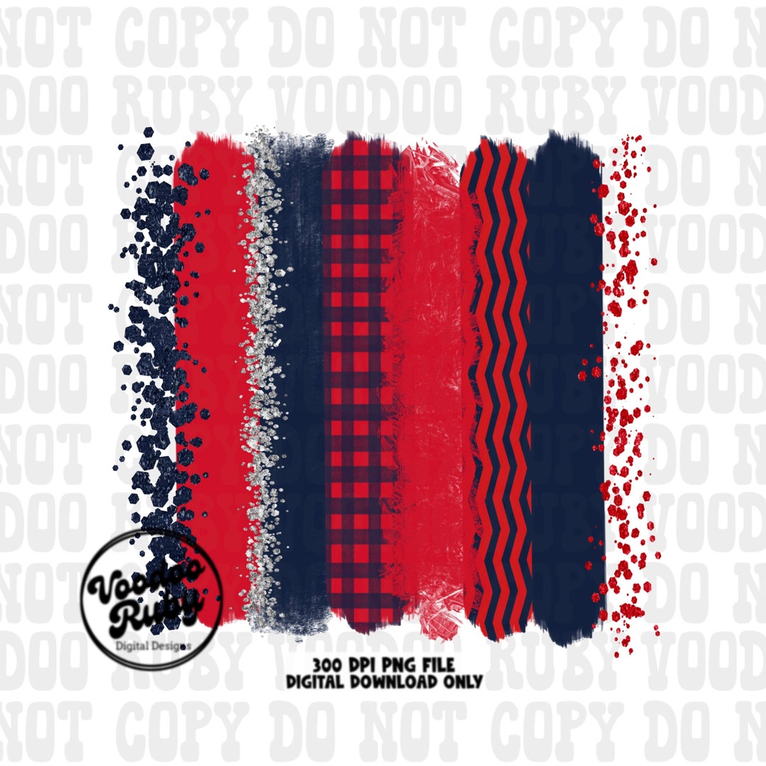 Navy Blue Red Sublimation Background PNG Individual Brushstrokes Hand ...