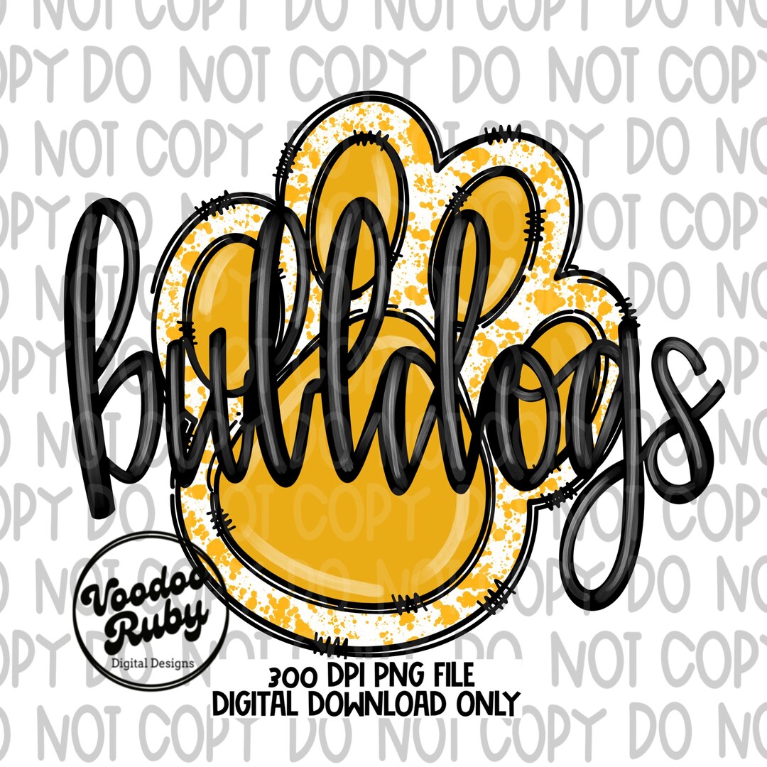 Bulldogs PNG Design Hand Drawn Digital Download Football PNG Paw Print ...