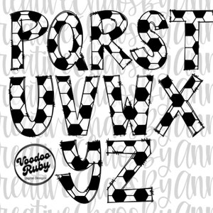 Soccer PNG Doodle Letters Alphabet Bundle PNG Hand Drawn Alphabet Alpha ...