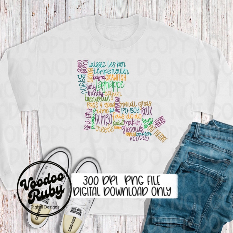 Louisiana Word Art PNG: Cajun, Mardi Gras, Crawfish (digital Download ...