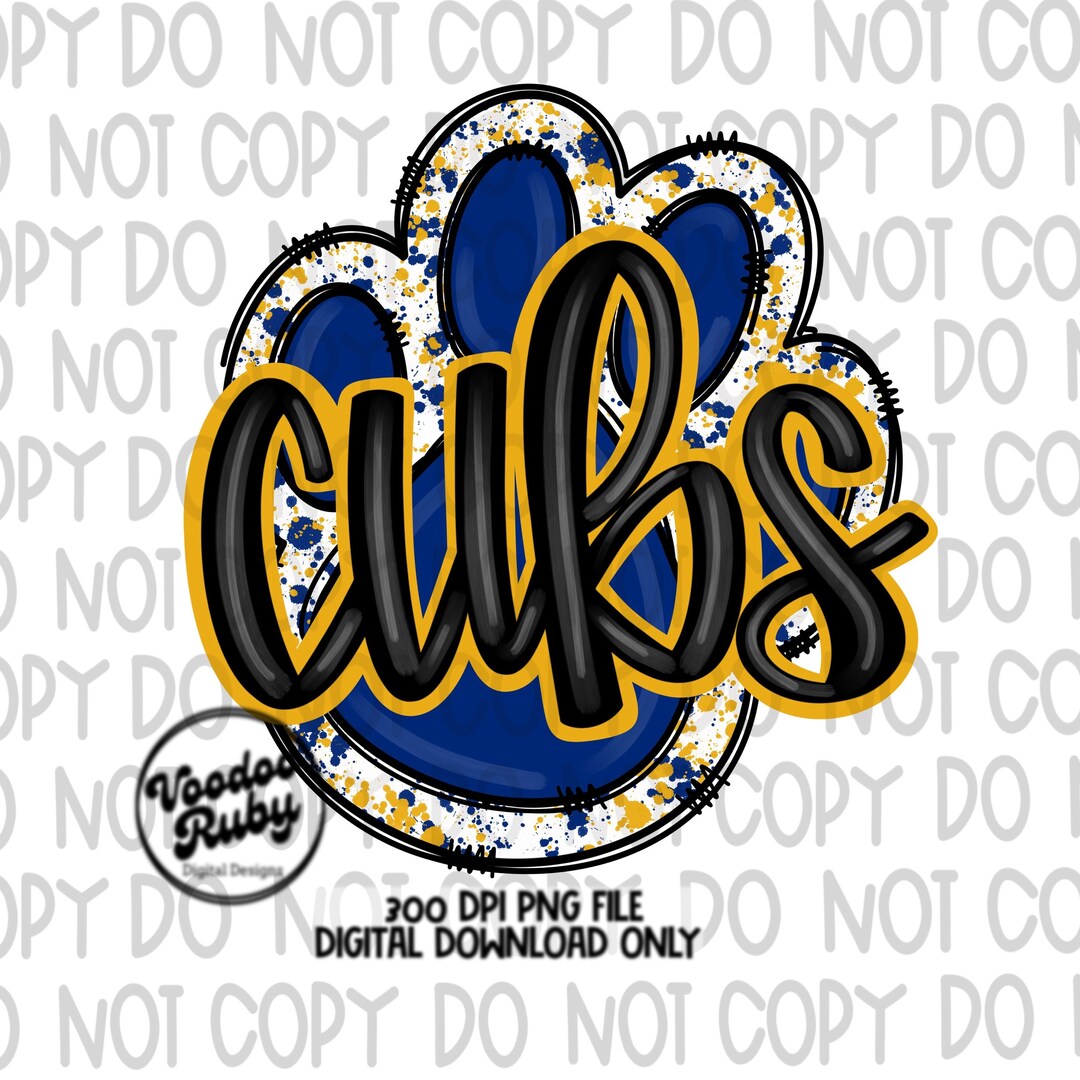 Cubs PNG Design Sublimation Hand Drawn Digital Download Football PNG ...