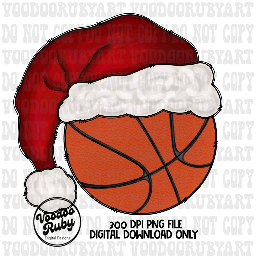 Santa Basketball Sublimation PNG Hand Drawn Digital Download Basketball ...