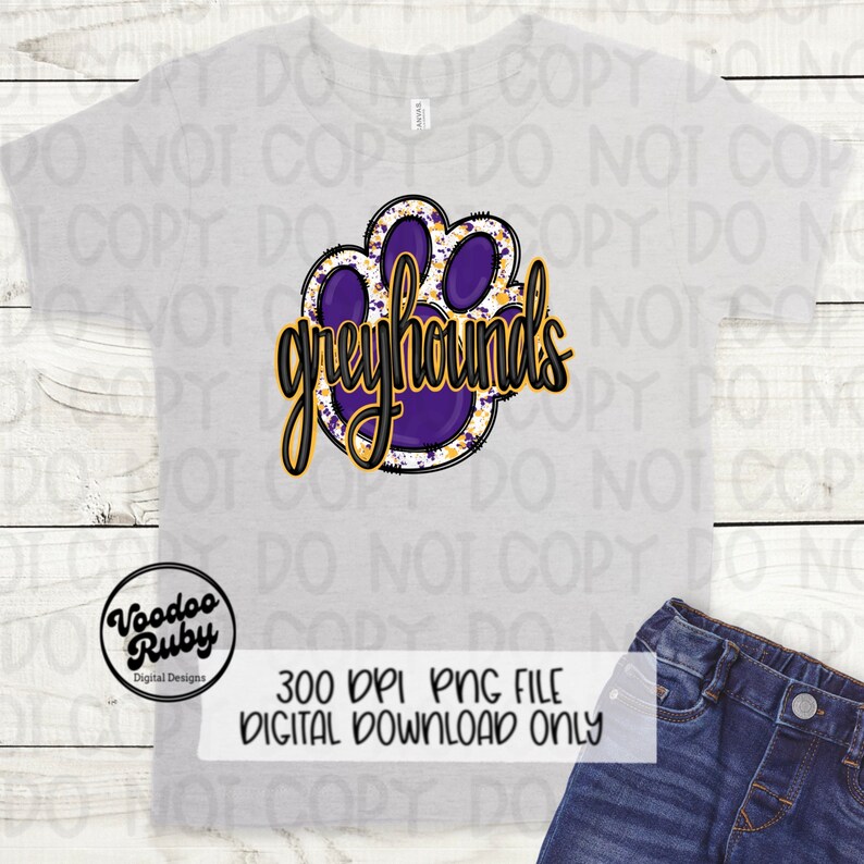 Greyhounds Mascot PNG: Purple & Gold Football Design (digital Download ...