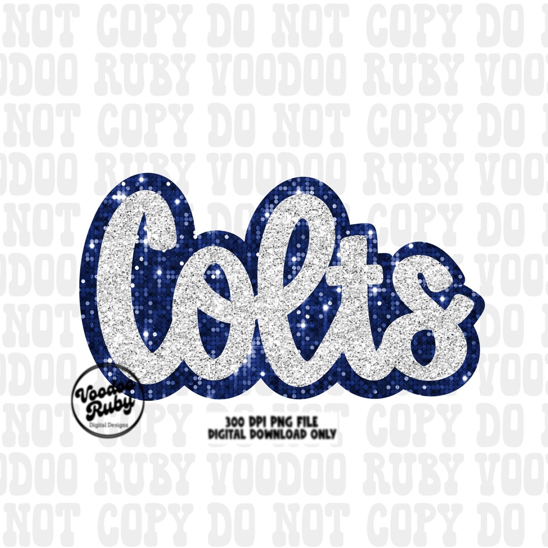 Colts PNG Design Sublimation Hand Drawn Digital Download Glitter Navy ...