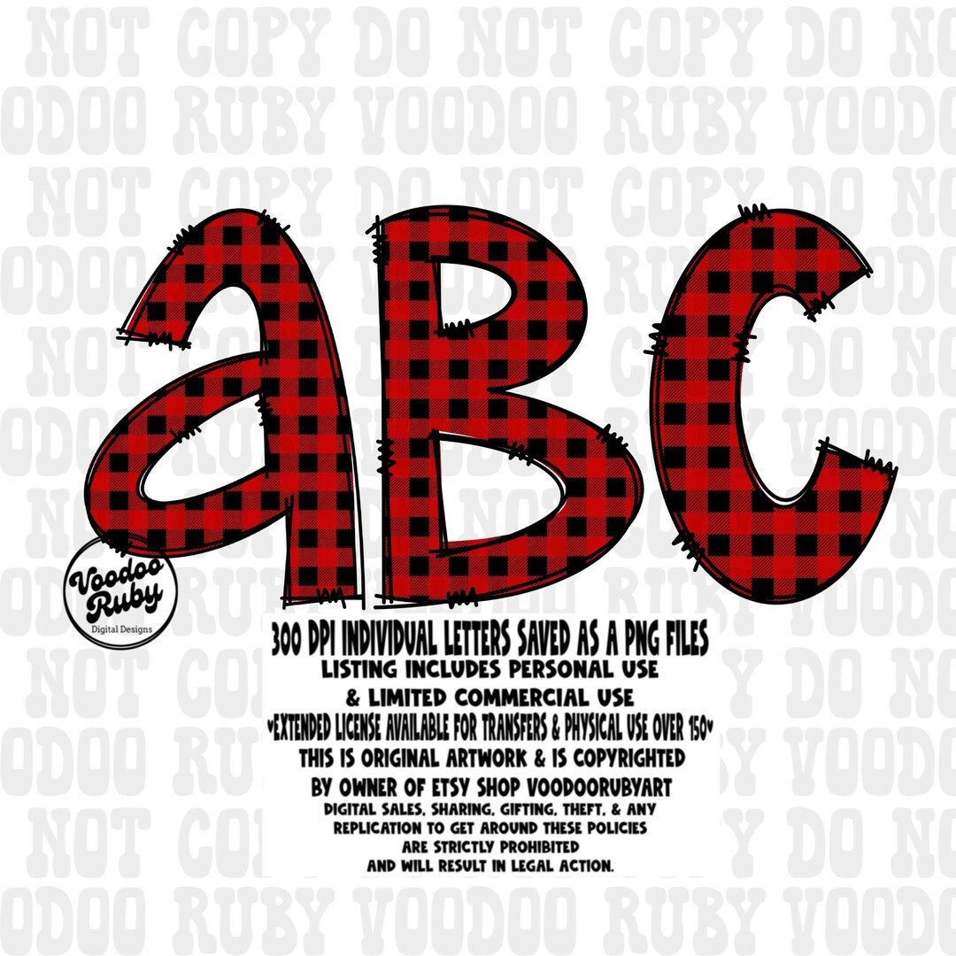 Christmas Sublimation Alphabet PNG Bundle | Buffalo Plaid PNG | Doodle ...