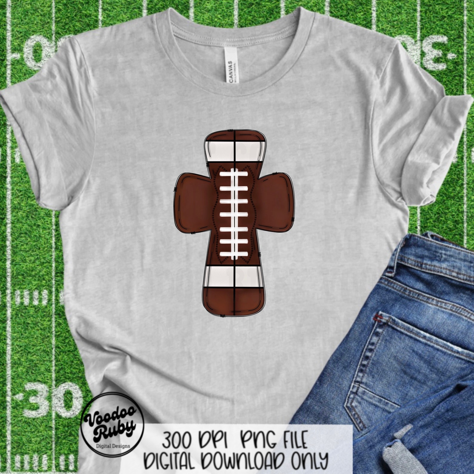 Football Cross PNG Design, Sublimation Hand Drawn Digital Download ...
