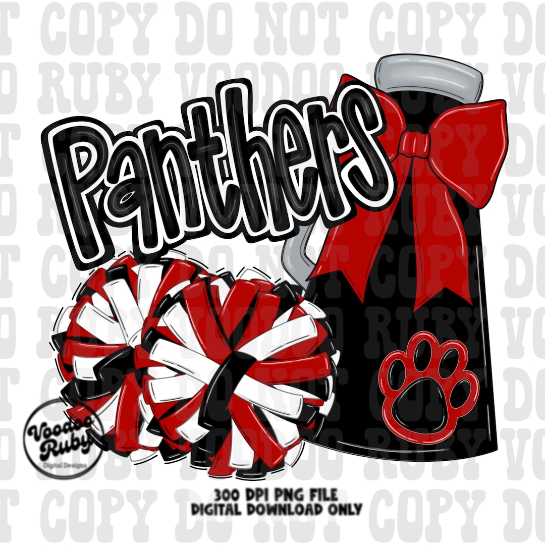 Panthers Mascot Cheer PNG Design: Hand Drawn Megaphone Clipart (digital ...