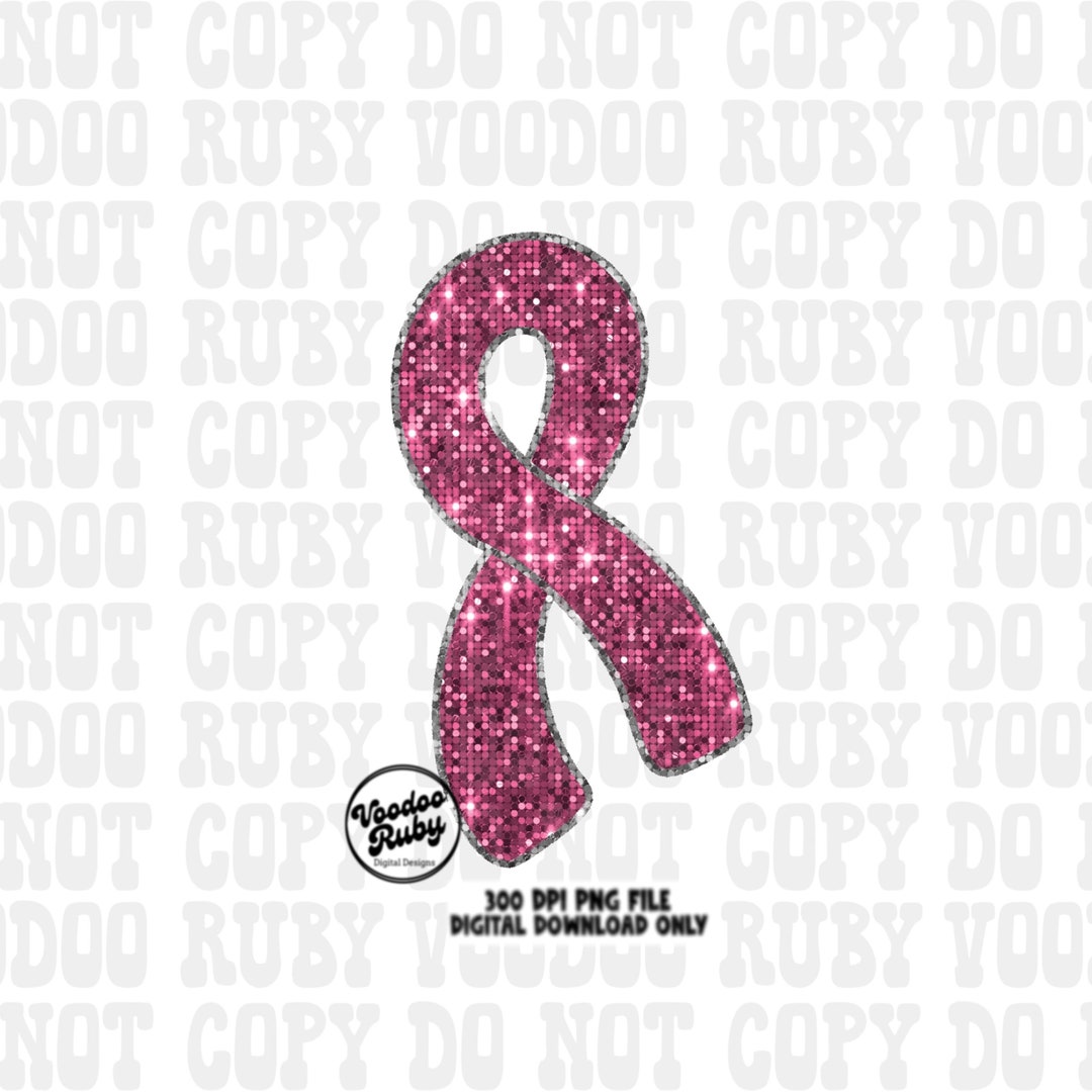Sequin Pink Ribbon PNG: October Awareness Clip Art (digital Download ...