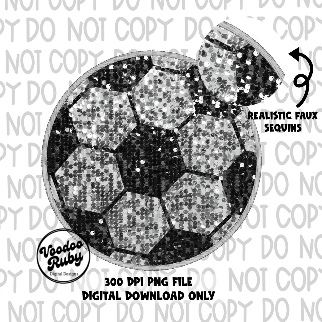Sequin Soccer PNG Design Embroidery PNG Hand Drawn Digital Download Faux Sequins Patch Png ...