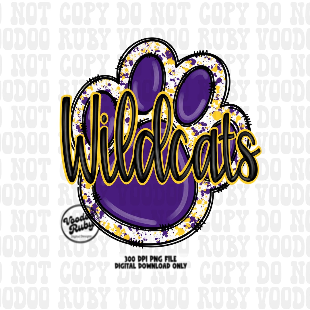 Wildcats PNG Design Sublimation Hand Drawn Digital Download Football ...