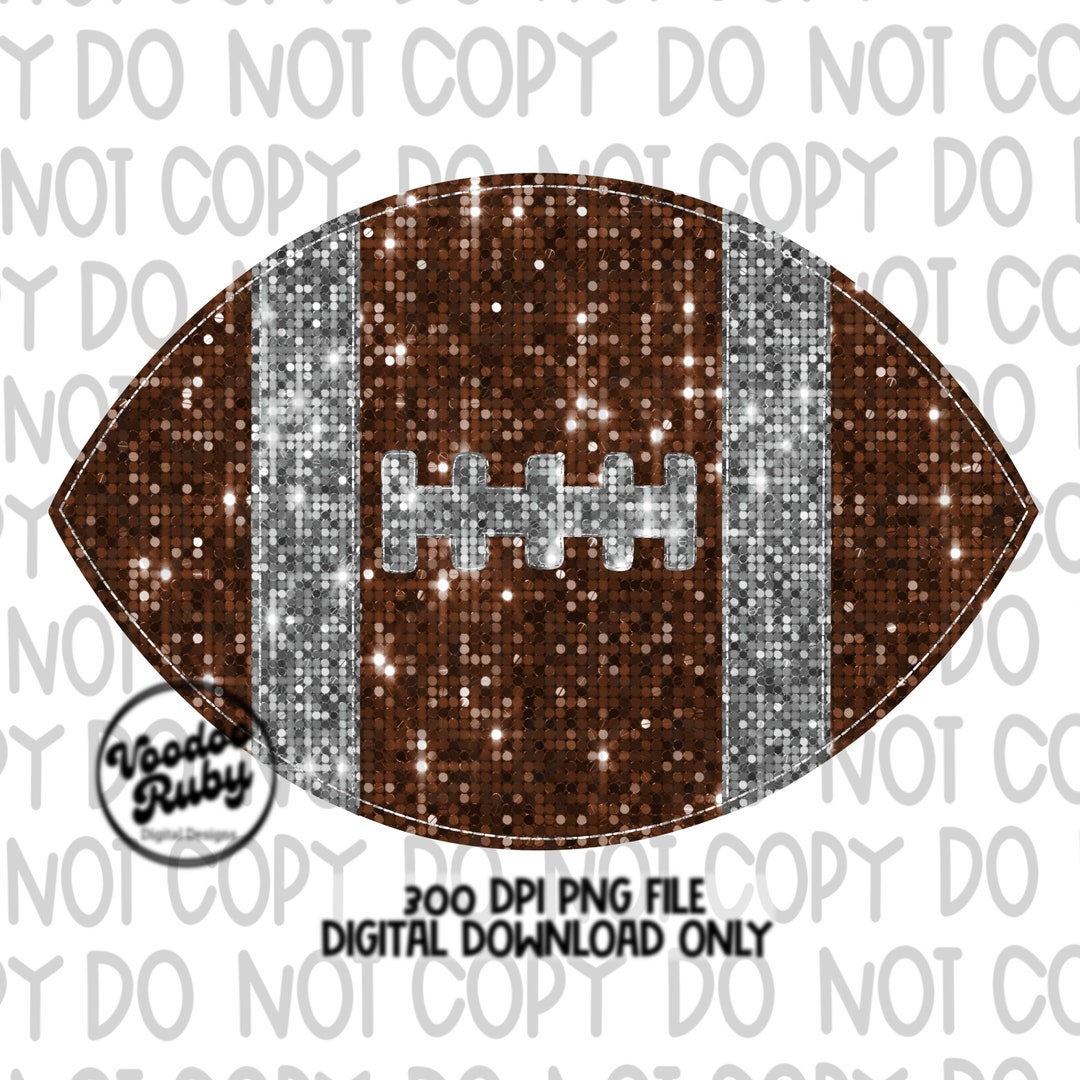 Sequin Football PNG Design Sublimation Hand Drawn Digital Download Faux ...