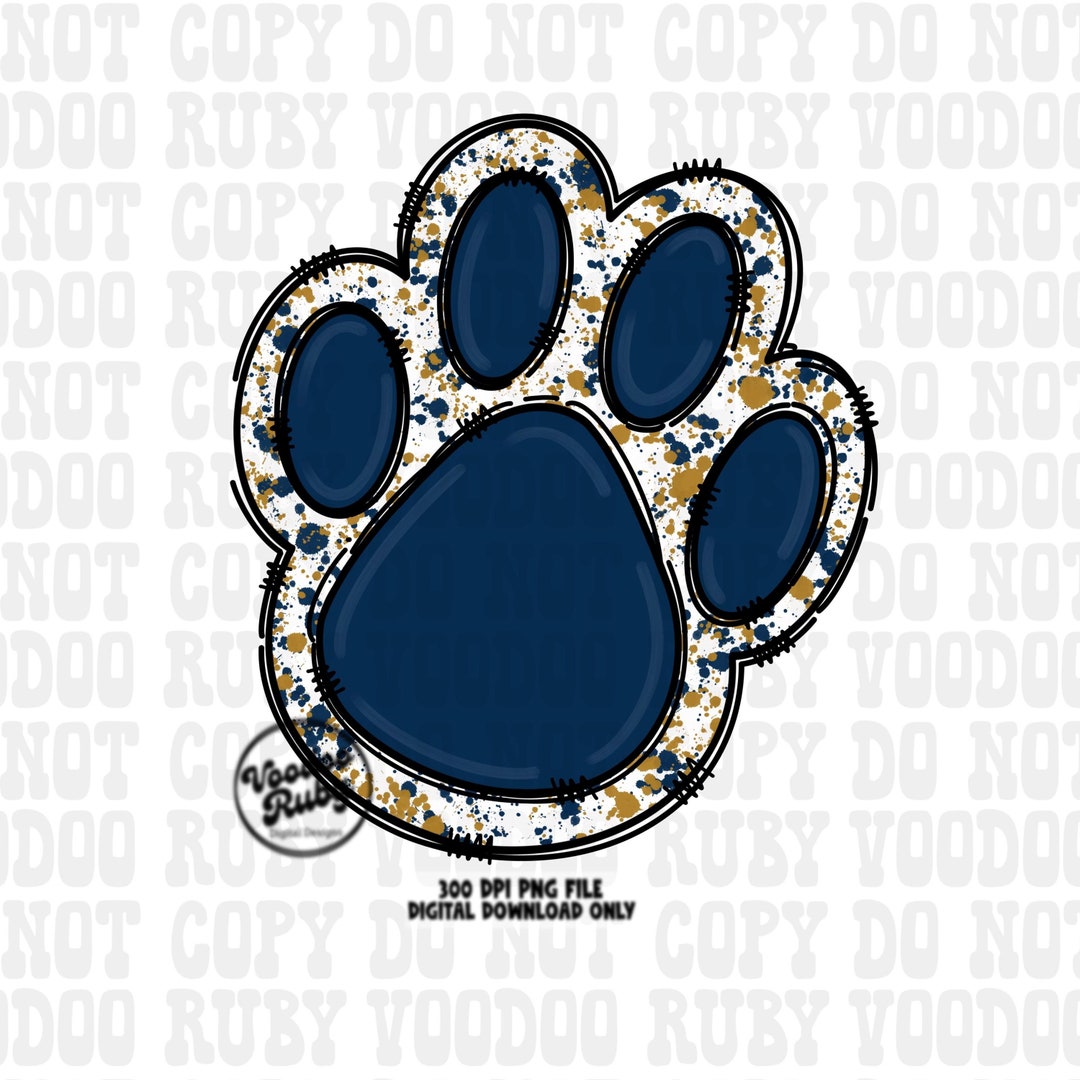 Blue & Gold Paw Print Mascot: Sublimation Design (digital Download) - Etsy