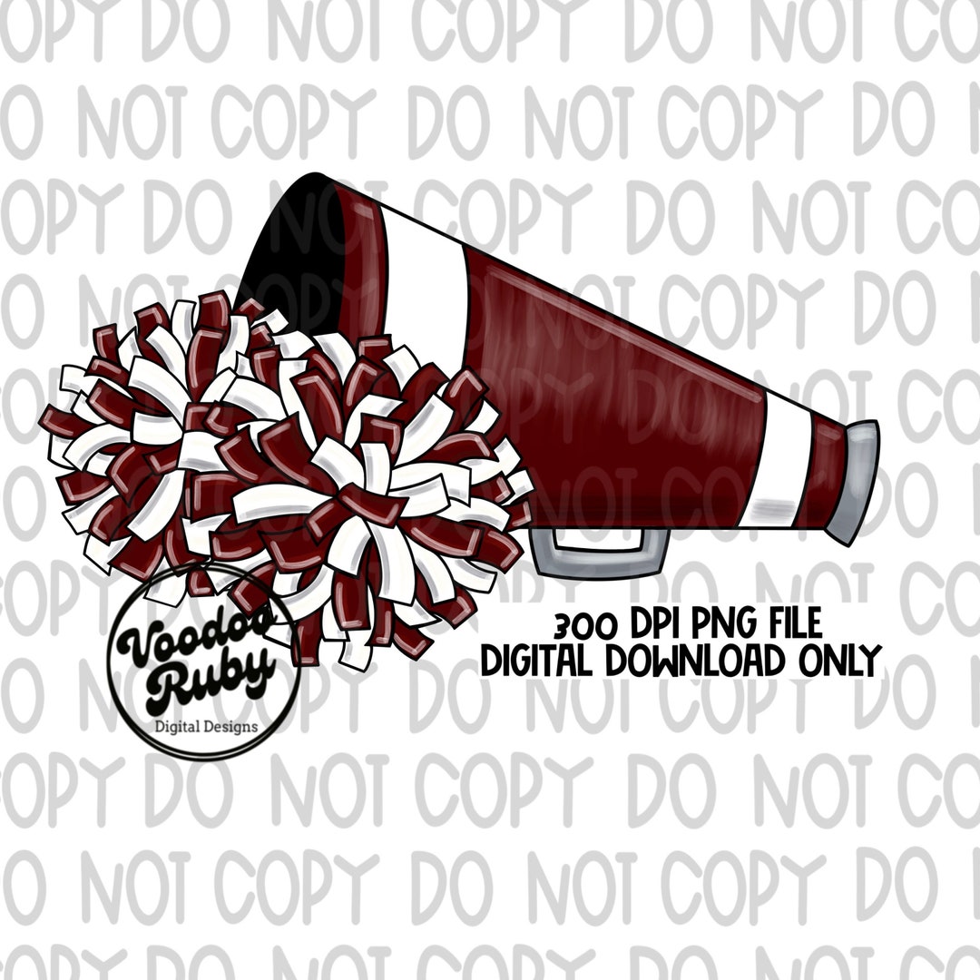 Cheerleader Megaphone & Pom Poms PNG: Maroon and White (digital ...