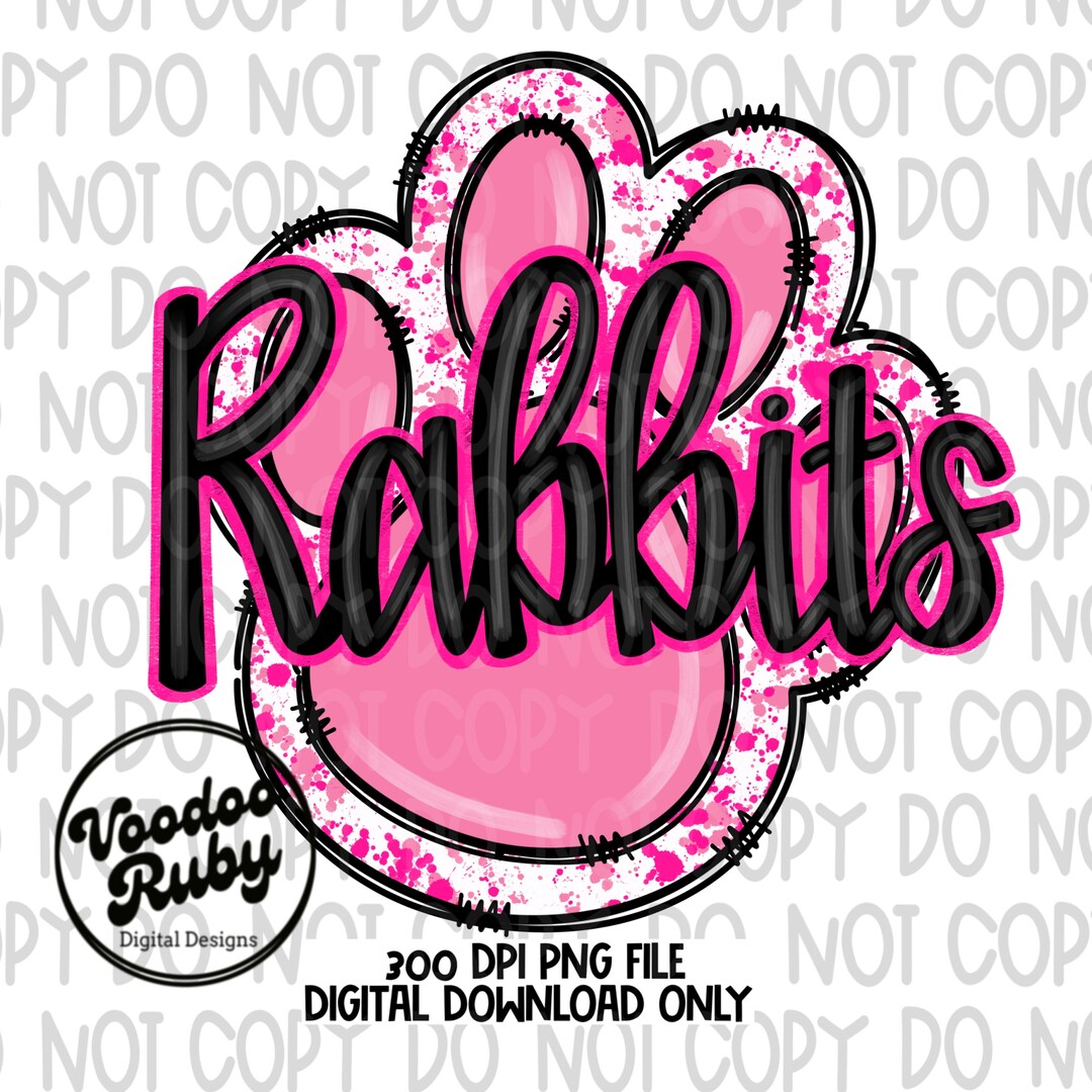 Pink Rabbits Mascot PNG Design: Hand Drawn Clip Art (digital Download ...