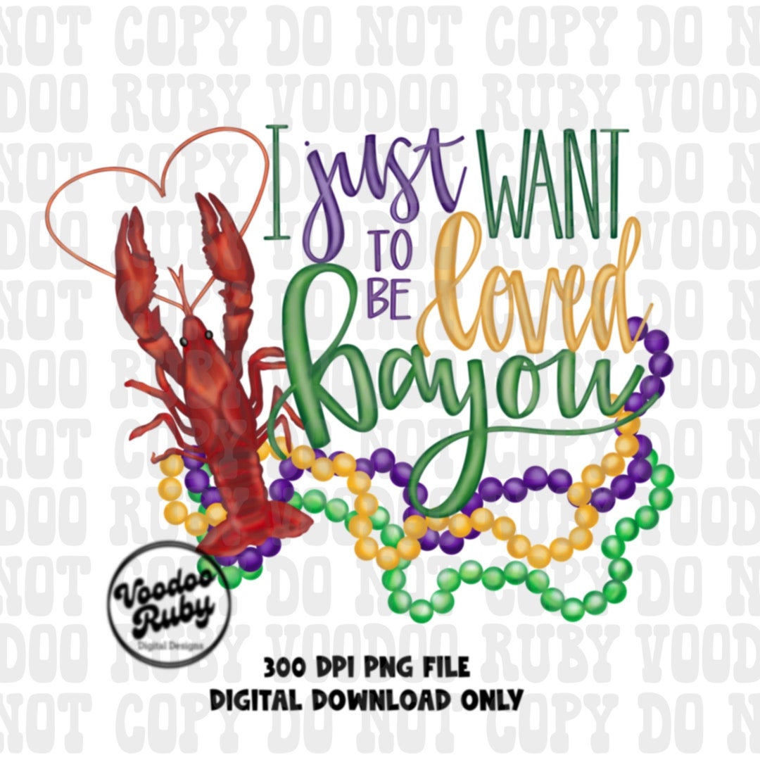 Loved Bayou Crawfish Mardi Gras PNG: Hand Drawn Cajun Art (digital ...