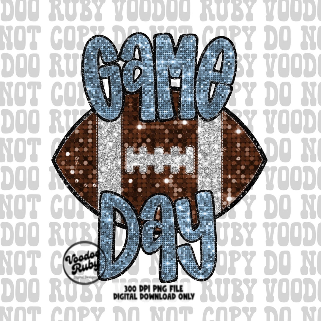 Light Blue Game Day Football PNG Design, Sublimation Hand Drawn Digital ...