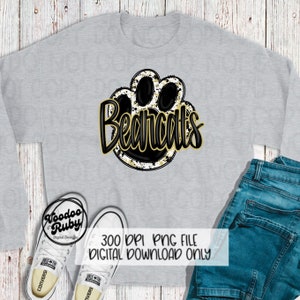 Bearcats Football Paw Print PNG: Black and Gold Design (digital ...