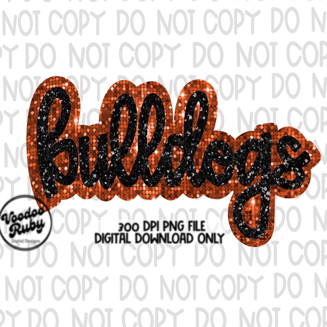 Glitter Bulldogs PNG Design: Orange & Black Mascot (digital Download ...