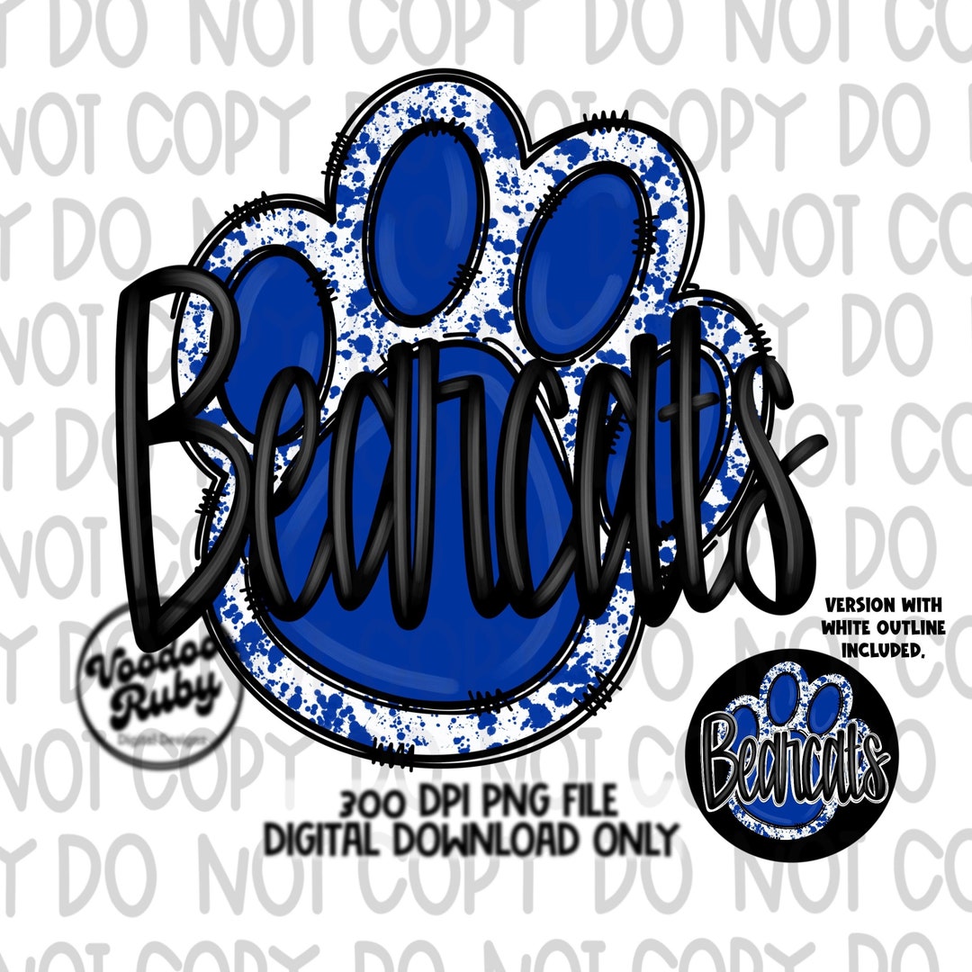 Bearcats Football PNG: Blue Paw Print Design (digital Download) - Etsy