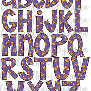 Halloween Doodle Letters Alphabet Bundle PNG Candy Corn - Etsy