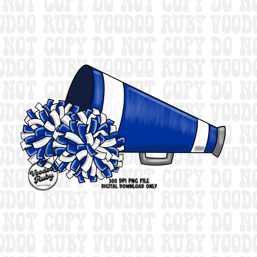 Blue & White Cheerleader Megaphone PNG: Team Sublimation (digital ...
