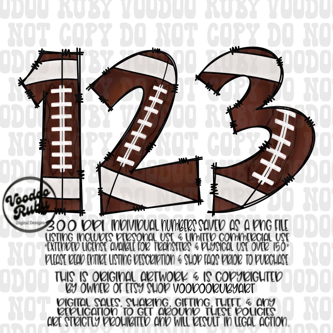 Football Numbers PNG Bundle: Hand-drawn Doodle Clip Art (digital ...