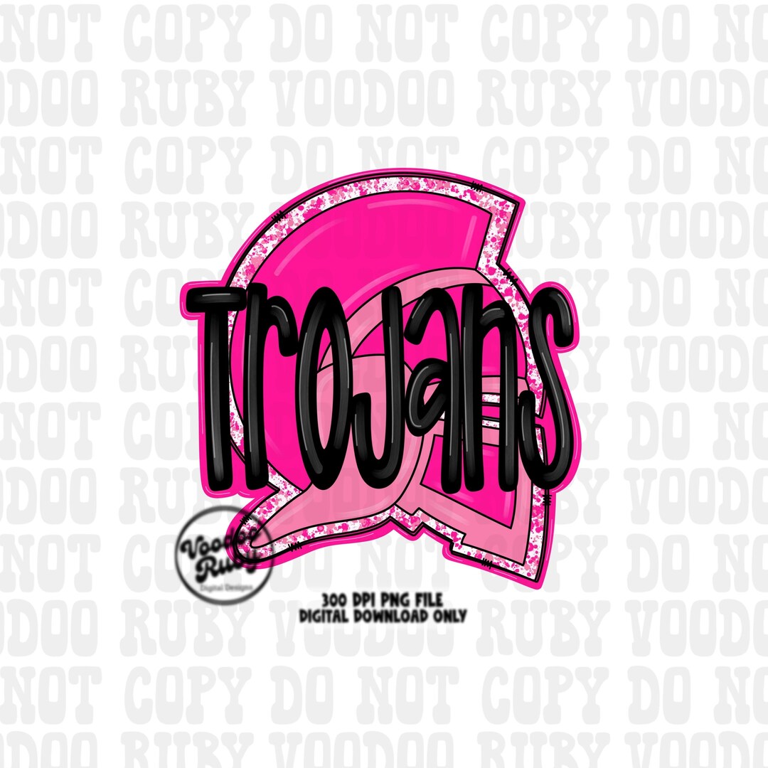 Pink Trojans Mascot PNG: Hand Drawn Football Design (digital Download ...