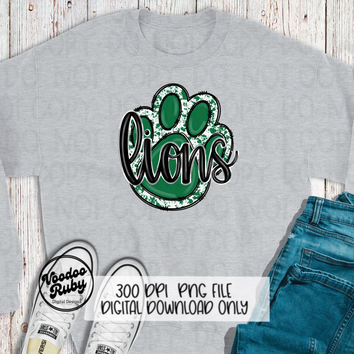 Lions Football Mascot PNG: Hand Drawn Paw Print (digital Download) - Etsy