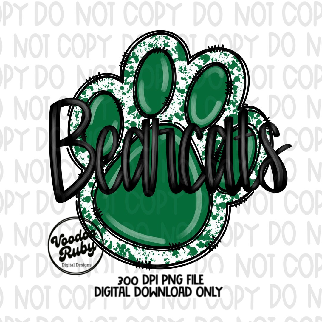 Bearcats PNG Design Hand Drawn Digital Download Football Png Green ...