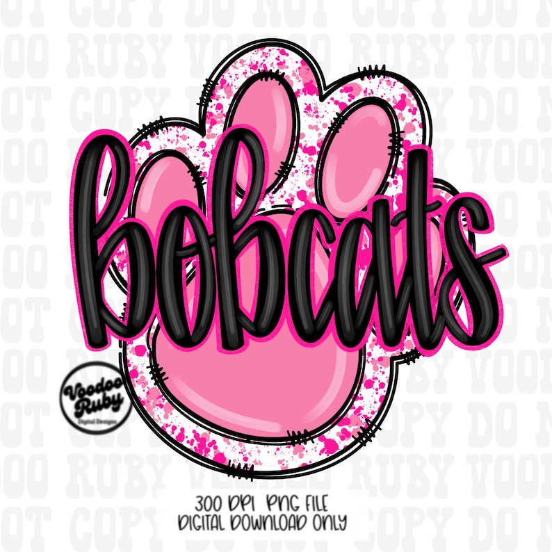 Pink Bobcats Paw Print PNG: Sublimation Design (digital Download) - Etsy