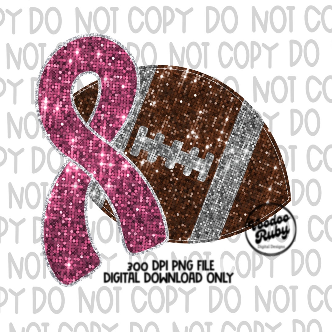 Pink Football PNG Design Hand Drawn Digital Download Faux Sequins ...