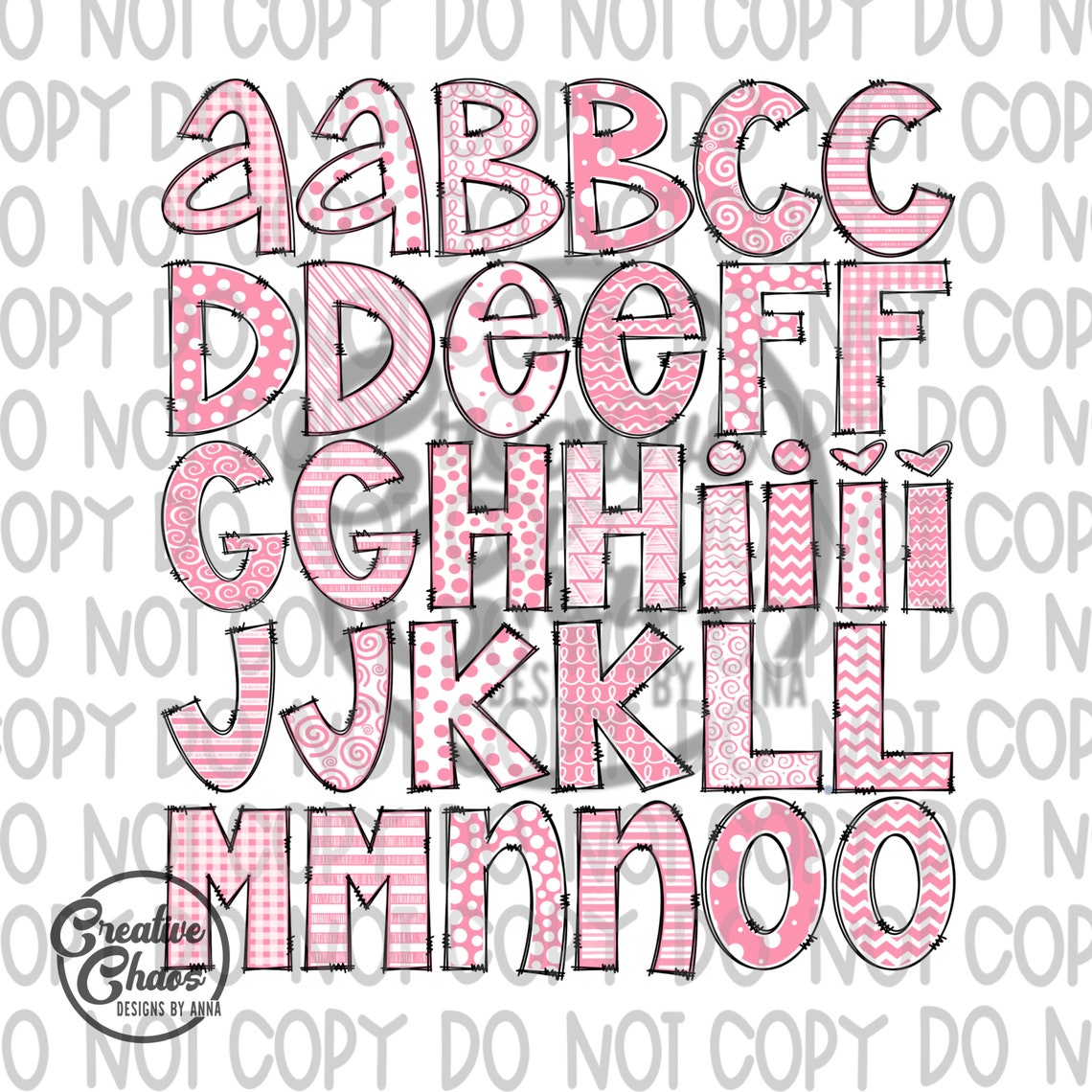 Pink White Doodle Letters PNG Alphabet Bundle PNG Hand Drawn - Etsy