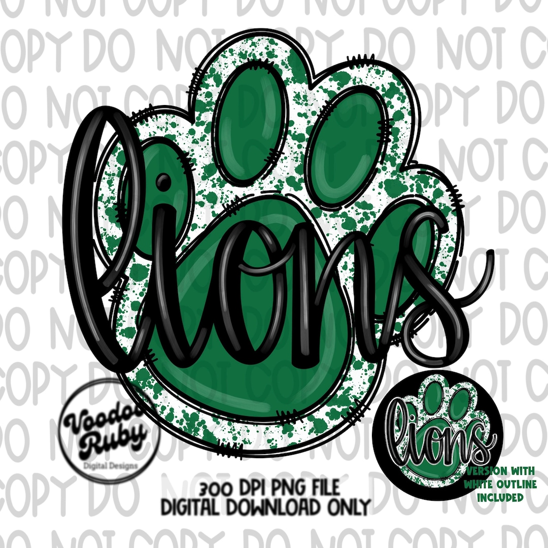 Lions Football Mascot PNG: Hand Drawn Paw Print (digital Download) - Etsy