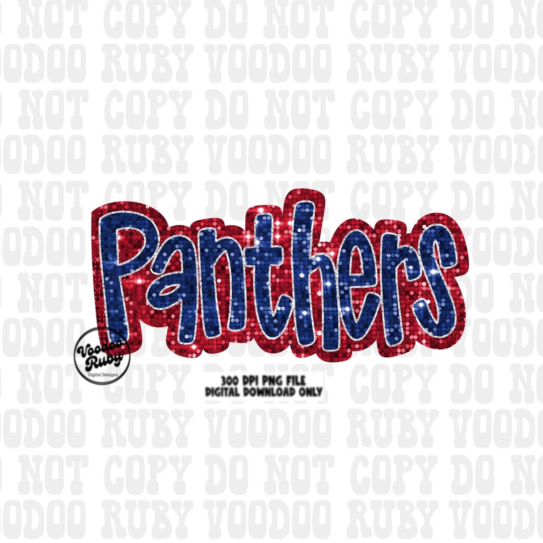 Panthers Mascot Design PNG Sublimation Glitter Hand Drawn Digital ...