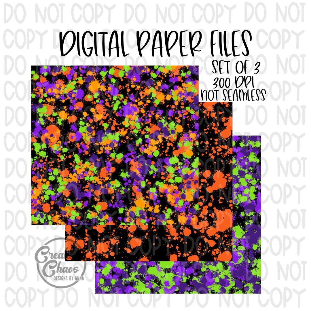 Halloween Paint Splatter Digital Paper PNG Bundle Sublimation Bleach ...